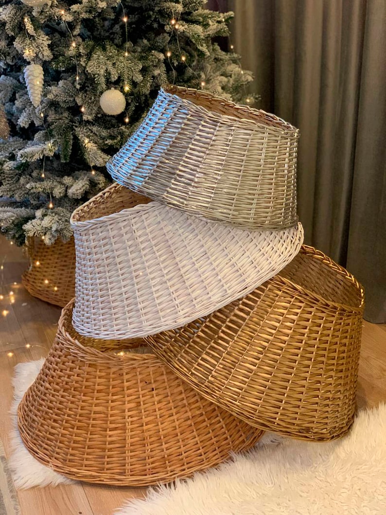 Christmas Tree Collar, Christmas Tree Skirt Box, Holiday Decor, Wicker ...