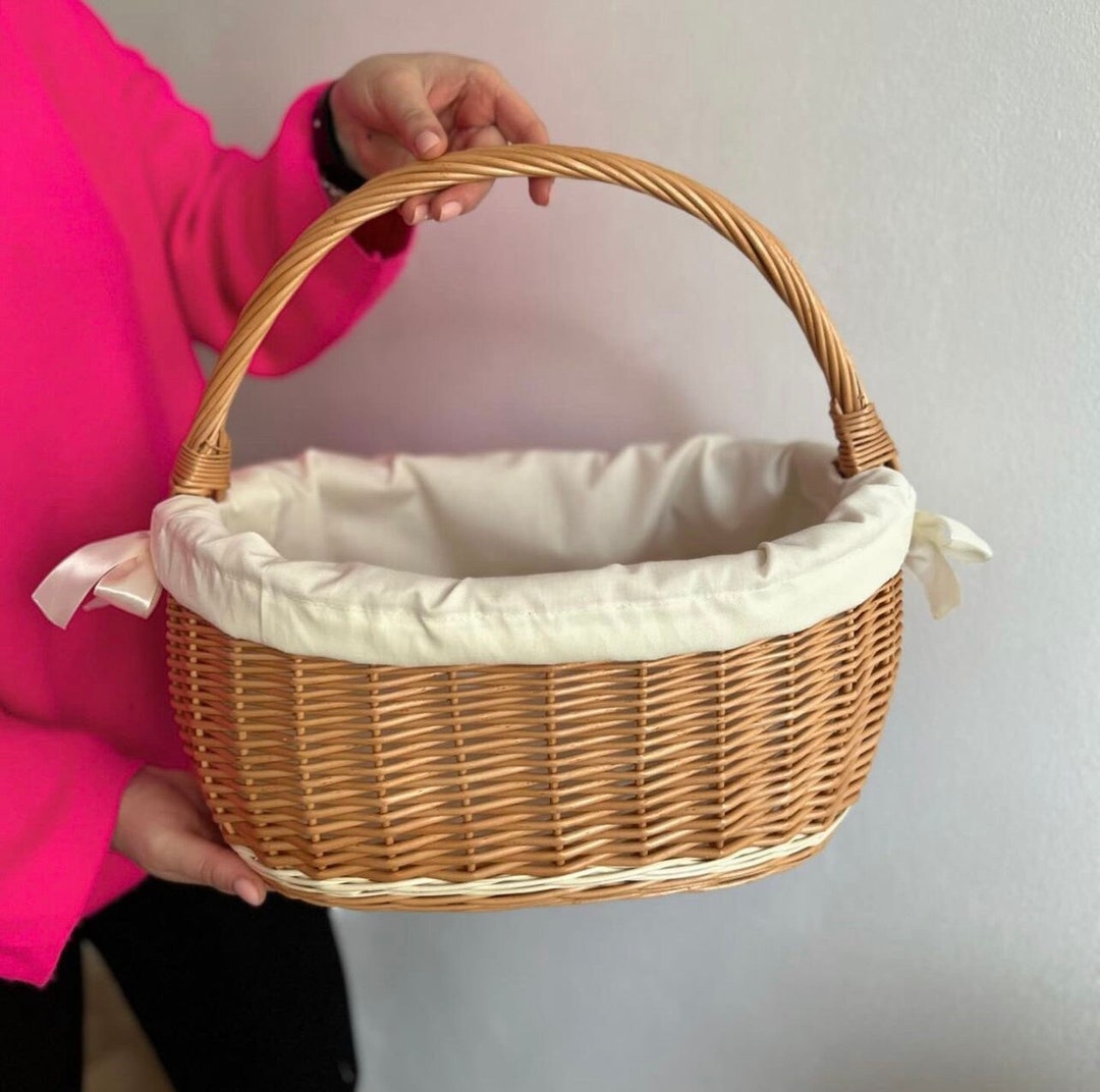 Picnic Wicker Basket With Handle Eco-friendly Shopping Basket Fruit ...