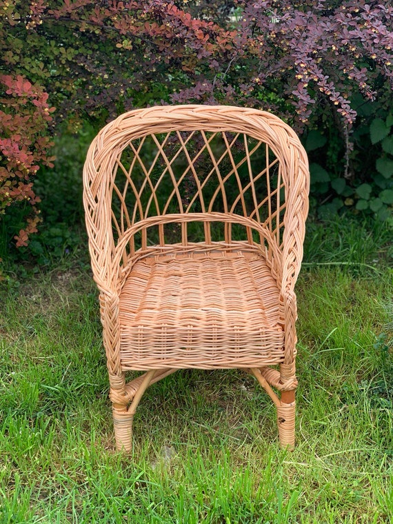 hilds Wicker Chair Wicker Chair Boho Furniture Patio Furniture Outdoor Furniture Rattan Chair Vintage Armchair Gift for Kids Etsy