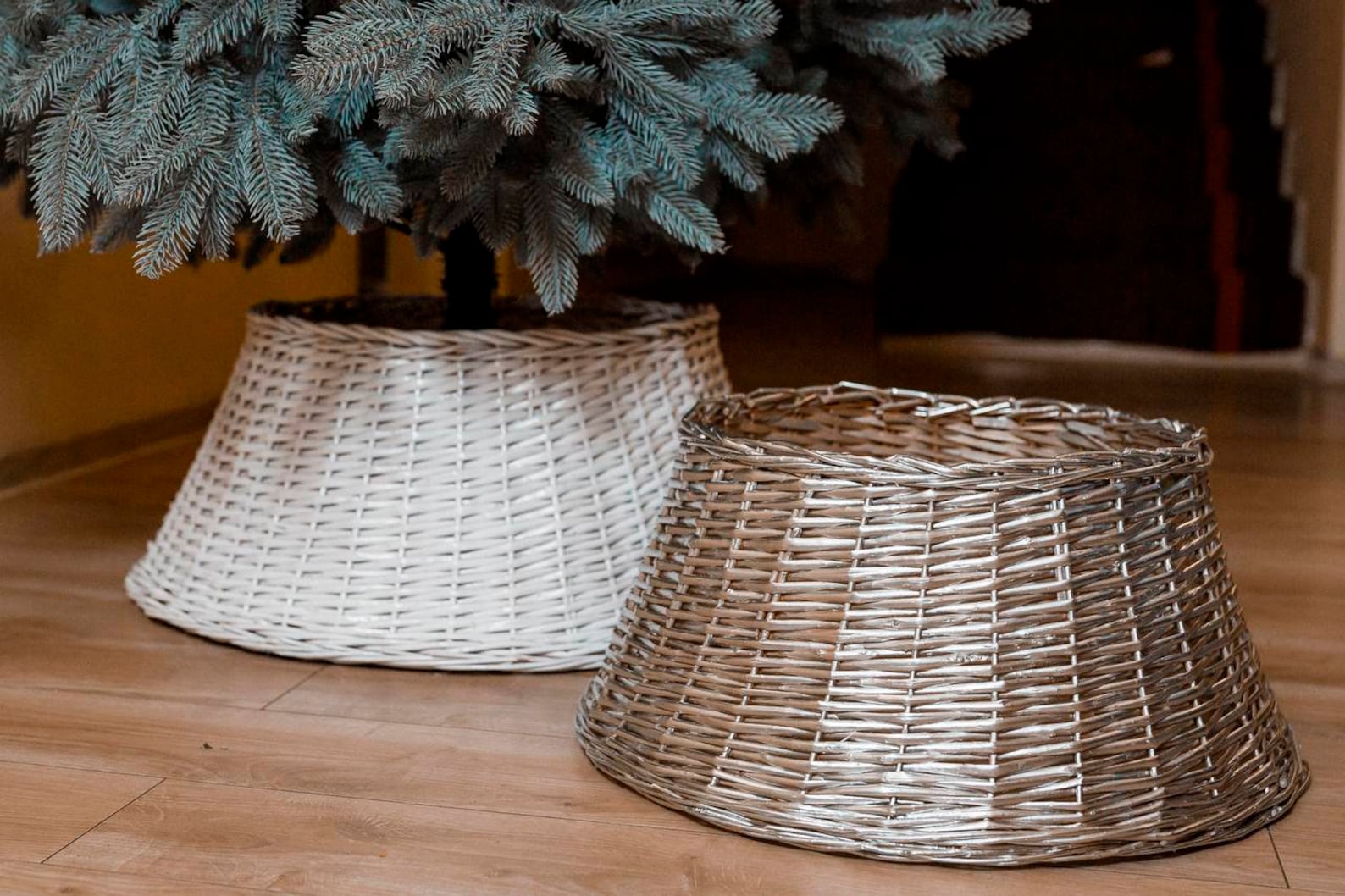 Christmas Tree Collar, Christmas Tree Skirt Box, Holiday Decor, Wicker ...