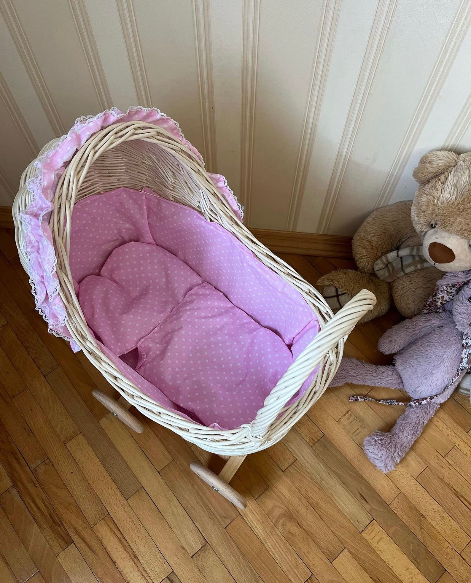 Wicker Baby Doll Carriage, Wicker Doll Pram, Baby Girl Gift, Baby ...