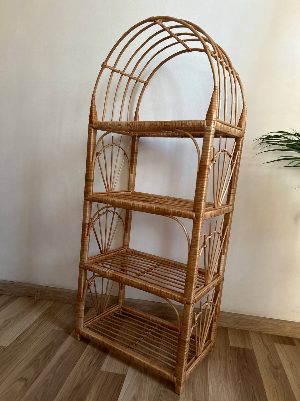 Arched Wicker Shelving Unit Rattan Shelf Arch Bookcase Boho Storage ...