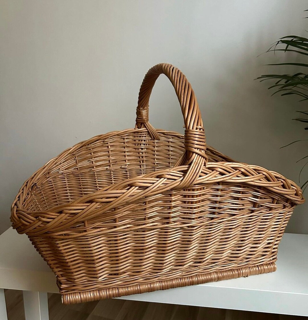 Wicker Basket, Picnic Basket, Firewood Holder, Rustic Basket, Log ...