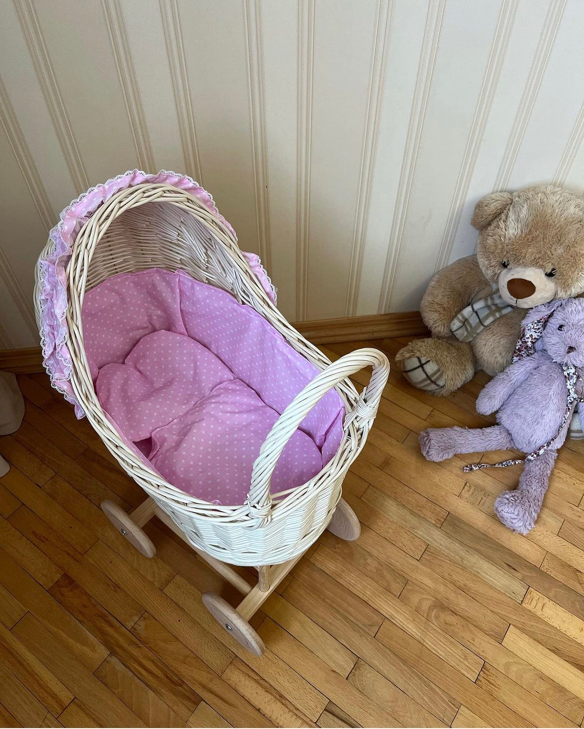 Wicker Baby Doll Carriage, Wicker Doll Pram, Baby Girl Gift, Baby ...