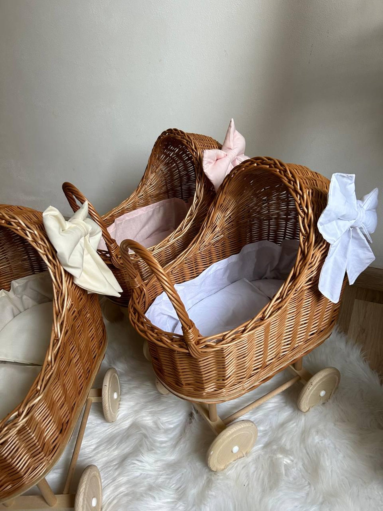Lined Wicker Doll Pram Natural Wicker Doll Stroller Doll Pram Gift for ...