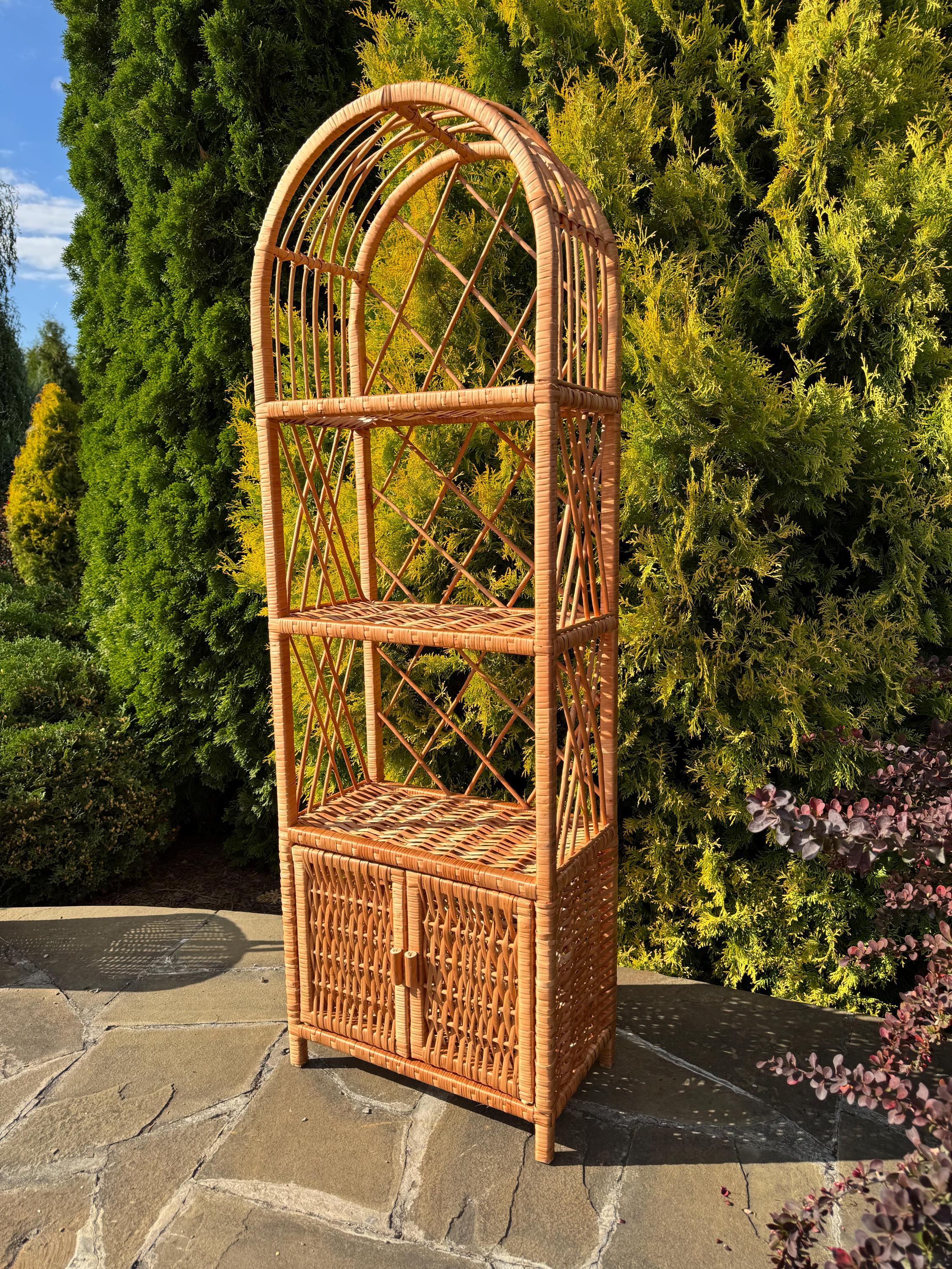 Natural Wicker Arched Cabinet Handmade Book Shelf Eco-friendly Wicker ...