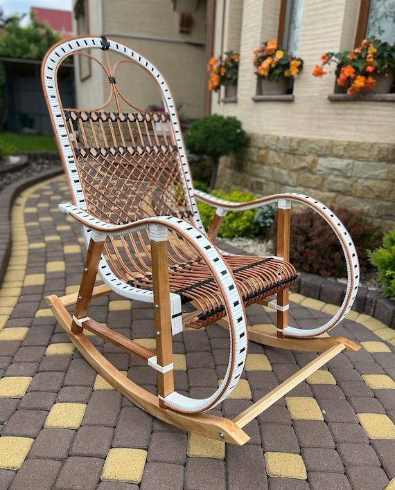 Rattan Rocking Chair Swing Chair Lounge Chair Outdoor Patio Chairs Fireplace Chair Garden Chair Gift for Dad Wicker Chair Handmade Etsy