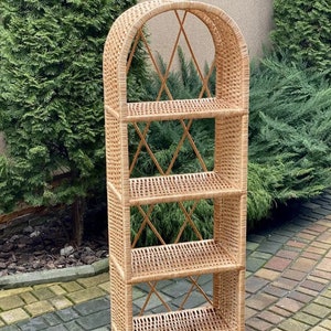 Wicker Shelving Unit Wicker Shelf Arched Bookcase Rattan Book Shelf ...