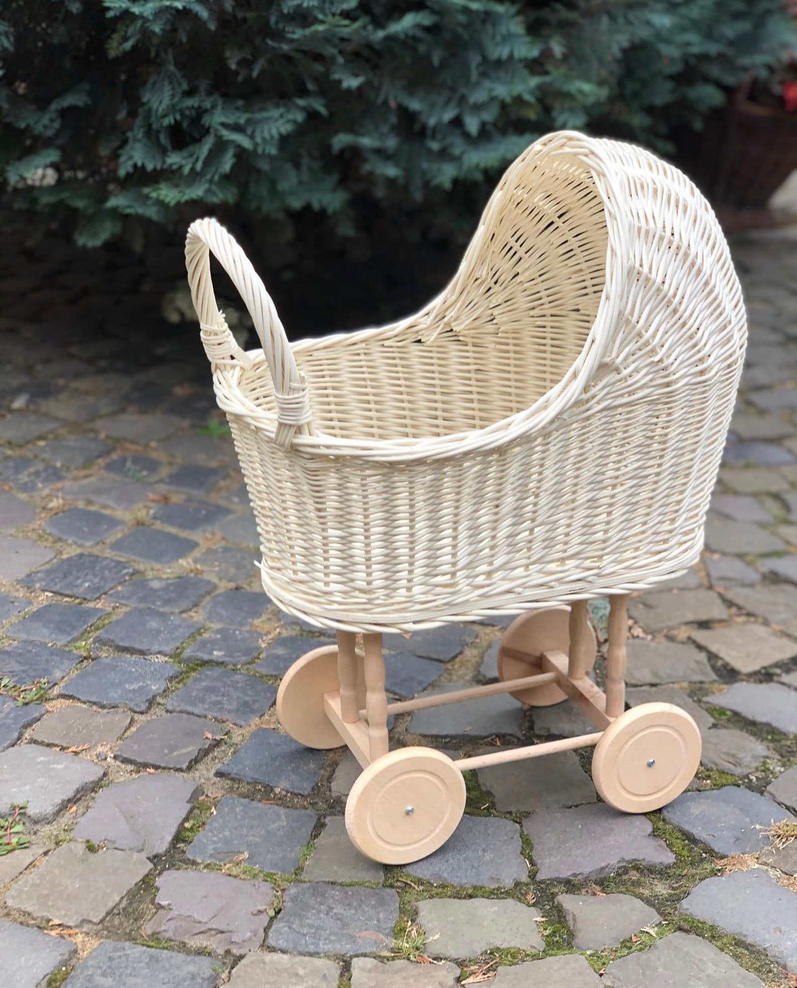 Natural Wicker Doll Pram, Baby Doll Carriage, Doll Stroller, Handmade ...