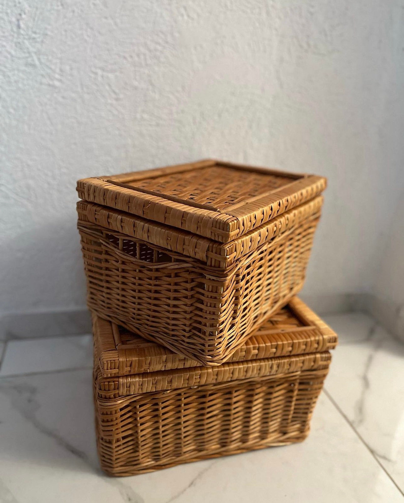 Small Wicker Organizer, Wicker Storage Bins, Boho Furniture, Wicker ...