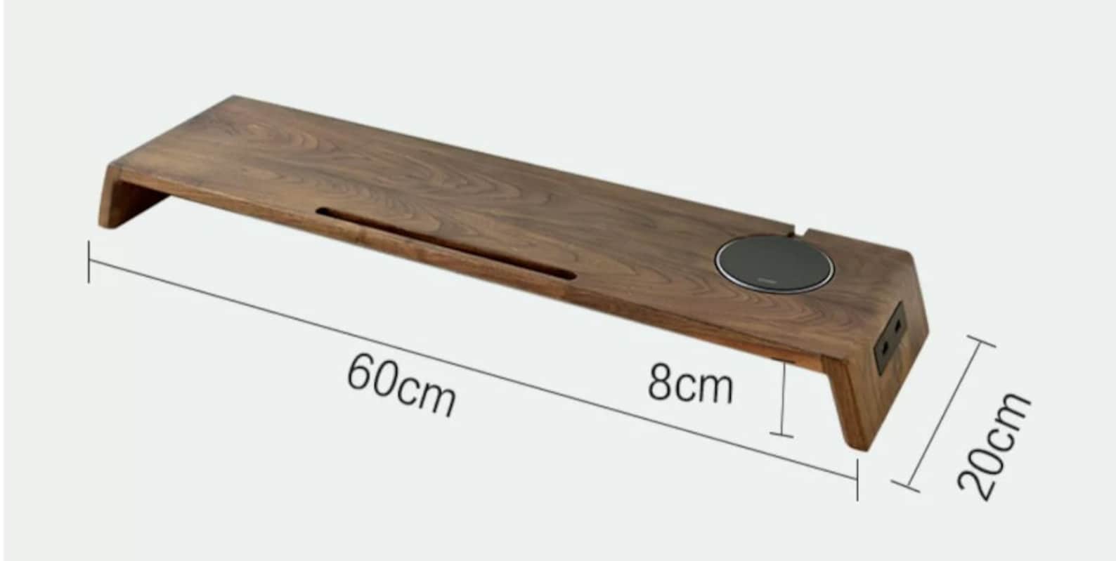 Solid Wood Monitor Stand Elevated Computer Desktop Storage With USB ...