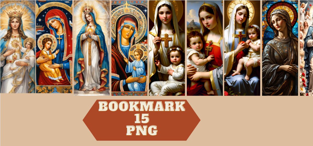 15 Virgin Mary Printable Bookmarks, Digital Download JPG-PNG Bookmark ...