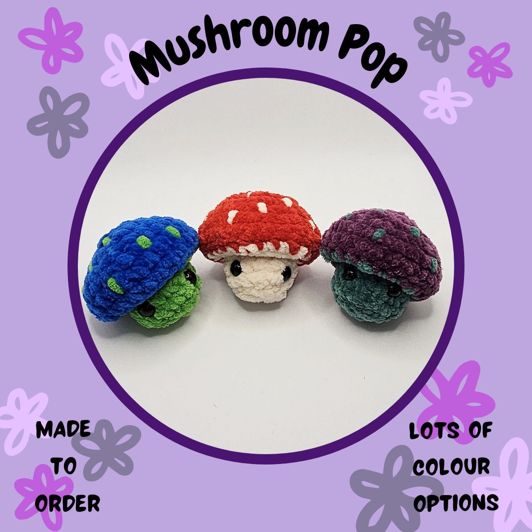 Mushroom Pop Fidget Crochet Mushie Pops Colourful Soft Fidget Toy ...