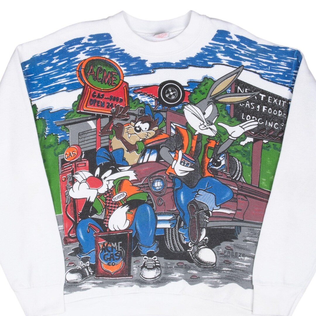 Vintage Looney Tunes Acme Gas All Over Print Sweatshirt 1994 Large - Etsy