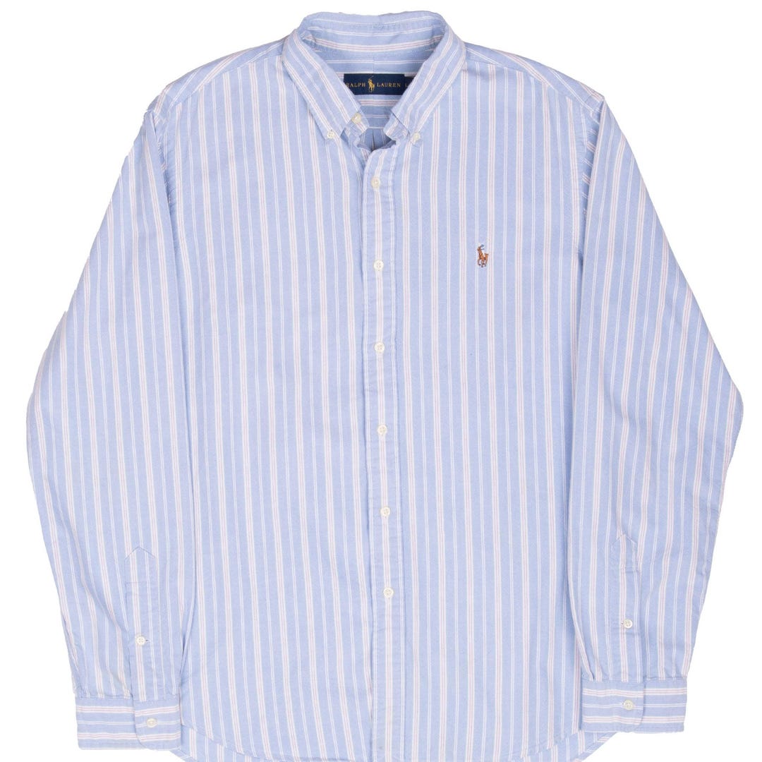 Vintage Ralph Lauren Classic Blue Striped Shirt Size Large - Etsy