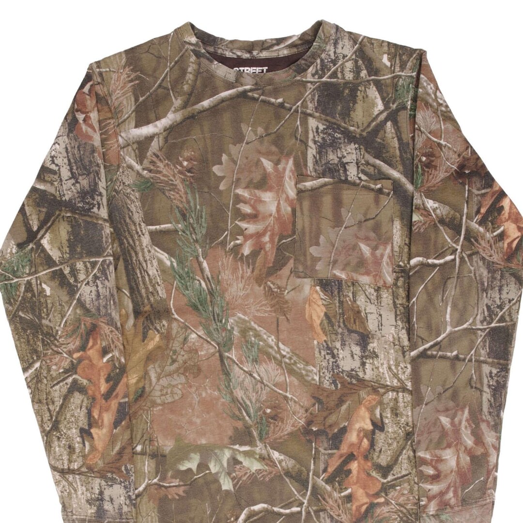 Vintage Hunting Street Legal Camo Long Sleeve Pocket Tee Shirt Size ...