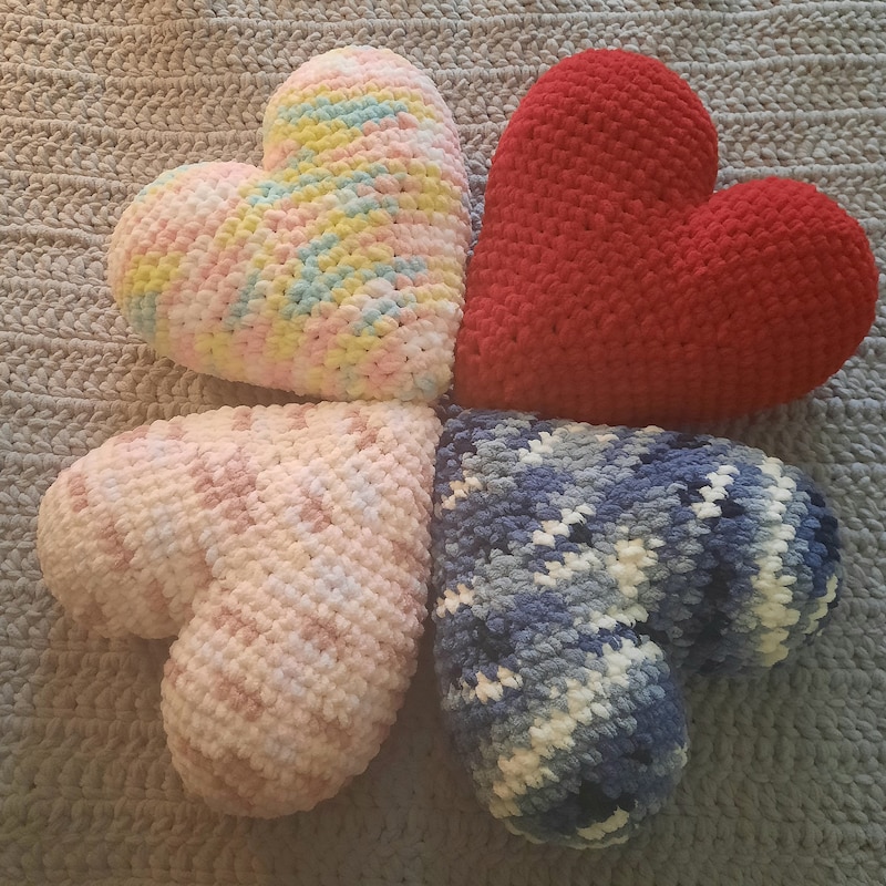 Crochet Heart Pillow - Etsy