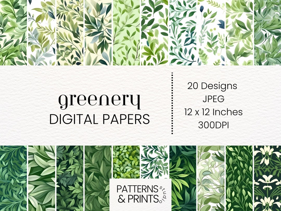 Greenery Digital Paper Scrapbook Paper Leaves Pattern Leaf - Etsy