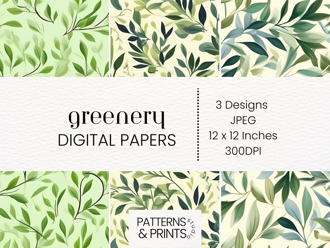 Greenery Digital Paper Scrapbook Paper Leaves Pattern Leaf - Etsy