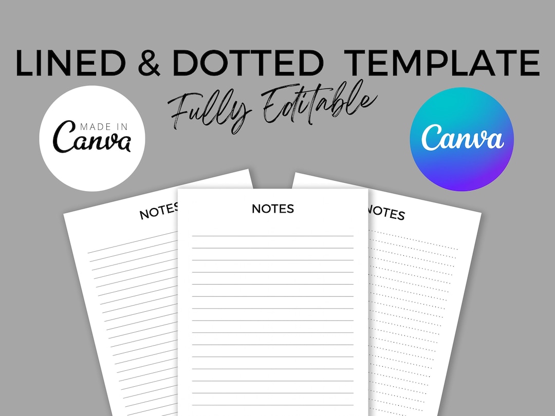 Lined & Dotted Page Template, Canva Printable Stationery Template ...