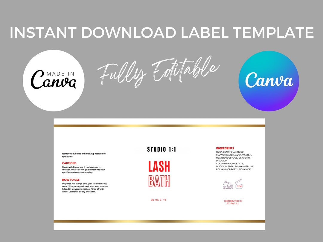 Eyelash Cleanser Foam Bottle Label, Lash Bath Labels, DIY Lash Labels ...