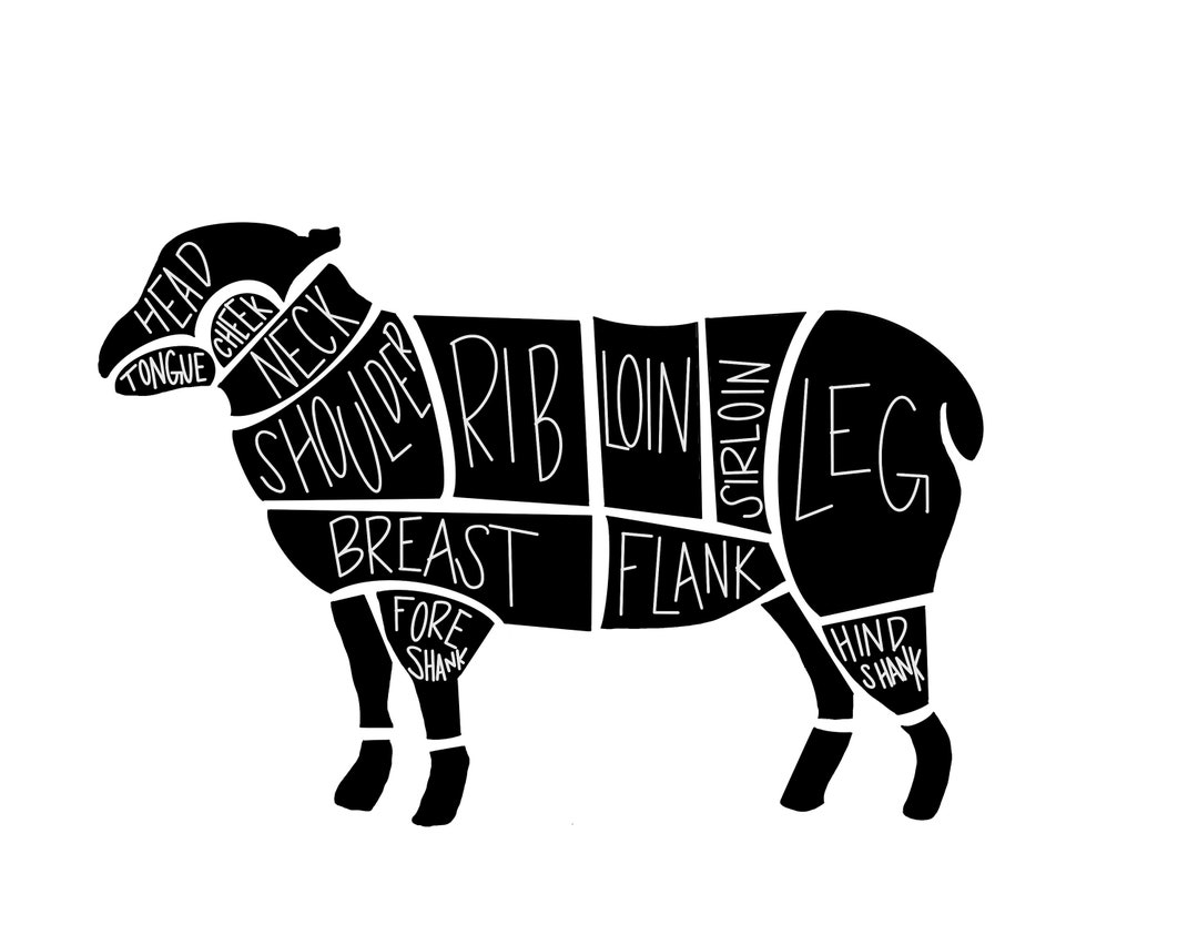 Black and White Butcher Cut Print Lamb Digital Download - Etsy