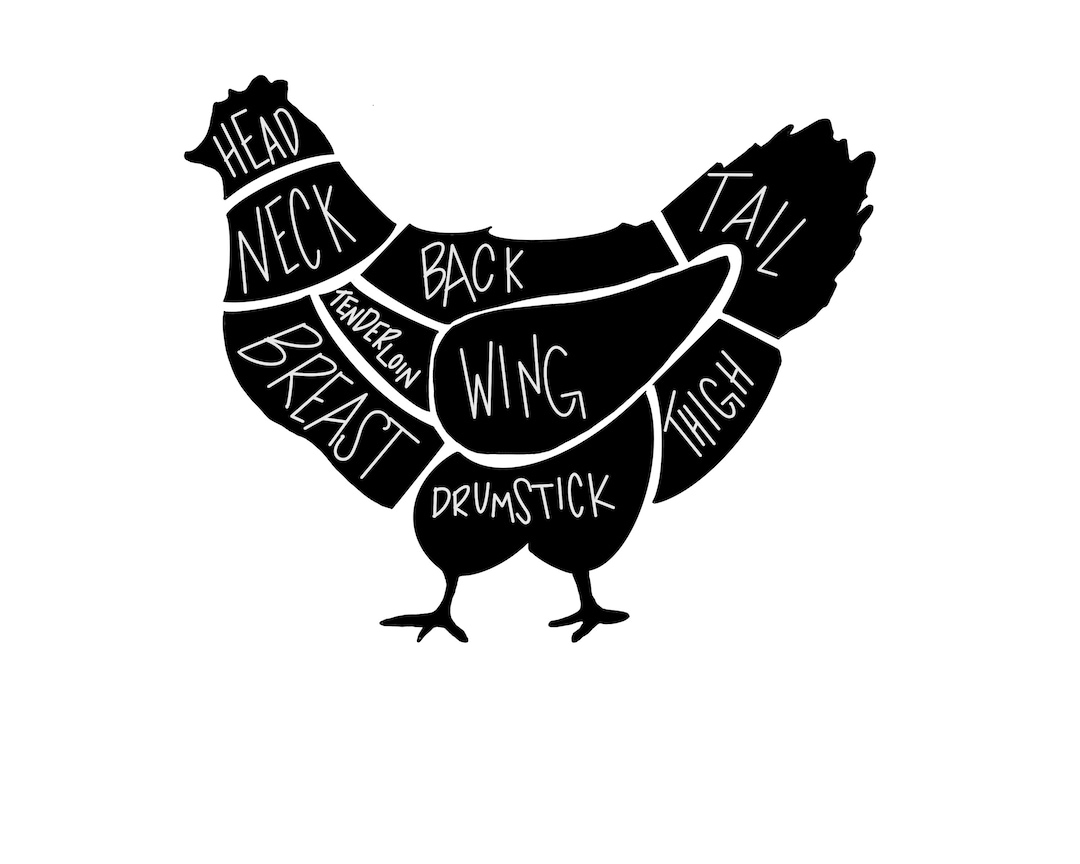 Black and White Butcher Cut Print Chicken Digital Download - Etsy
