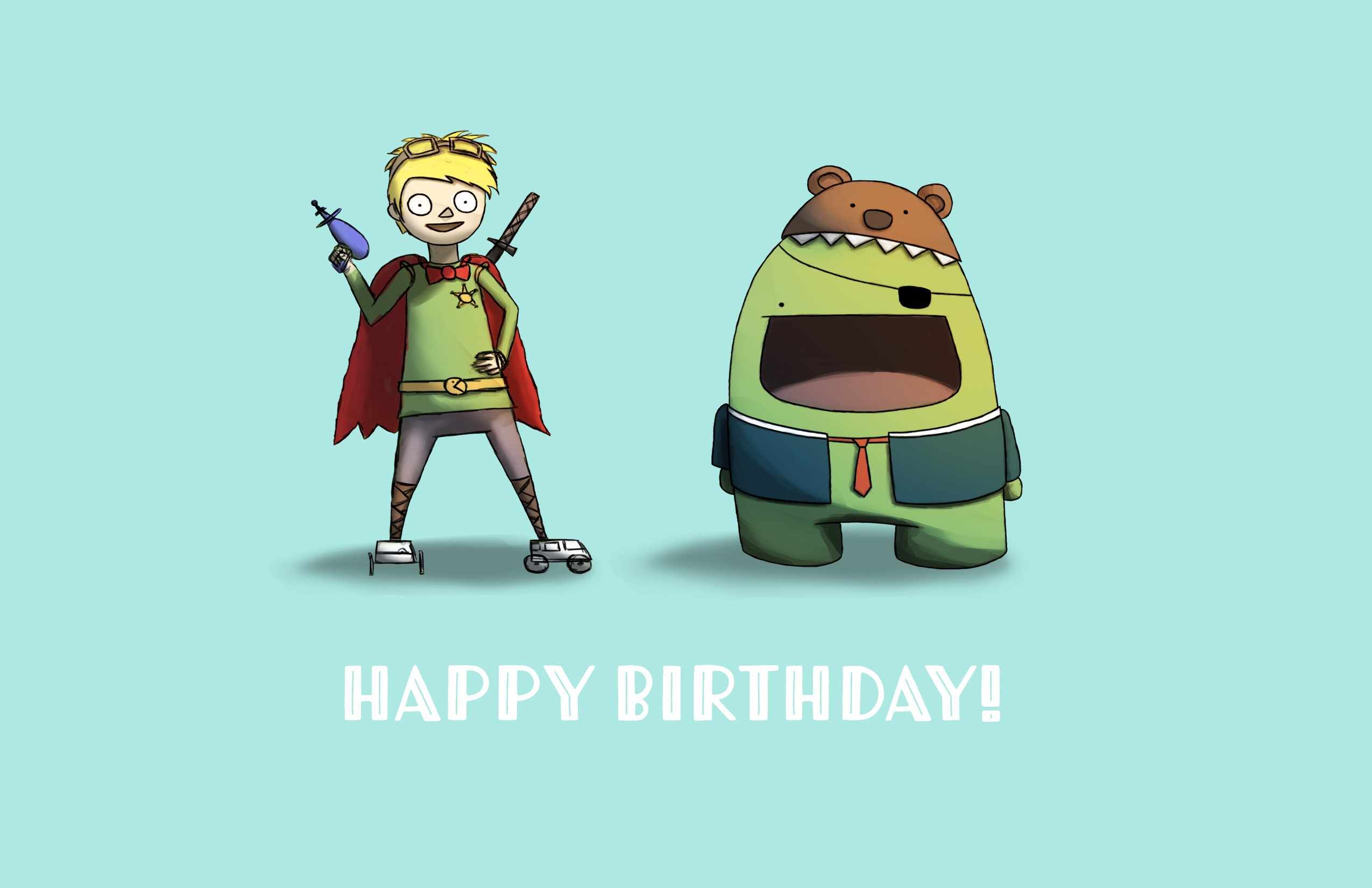 Super Kid and Sidekick Birthday Card - Etsy