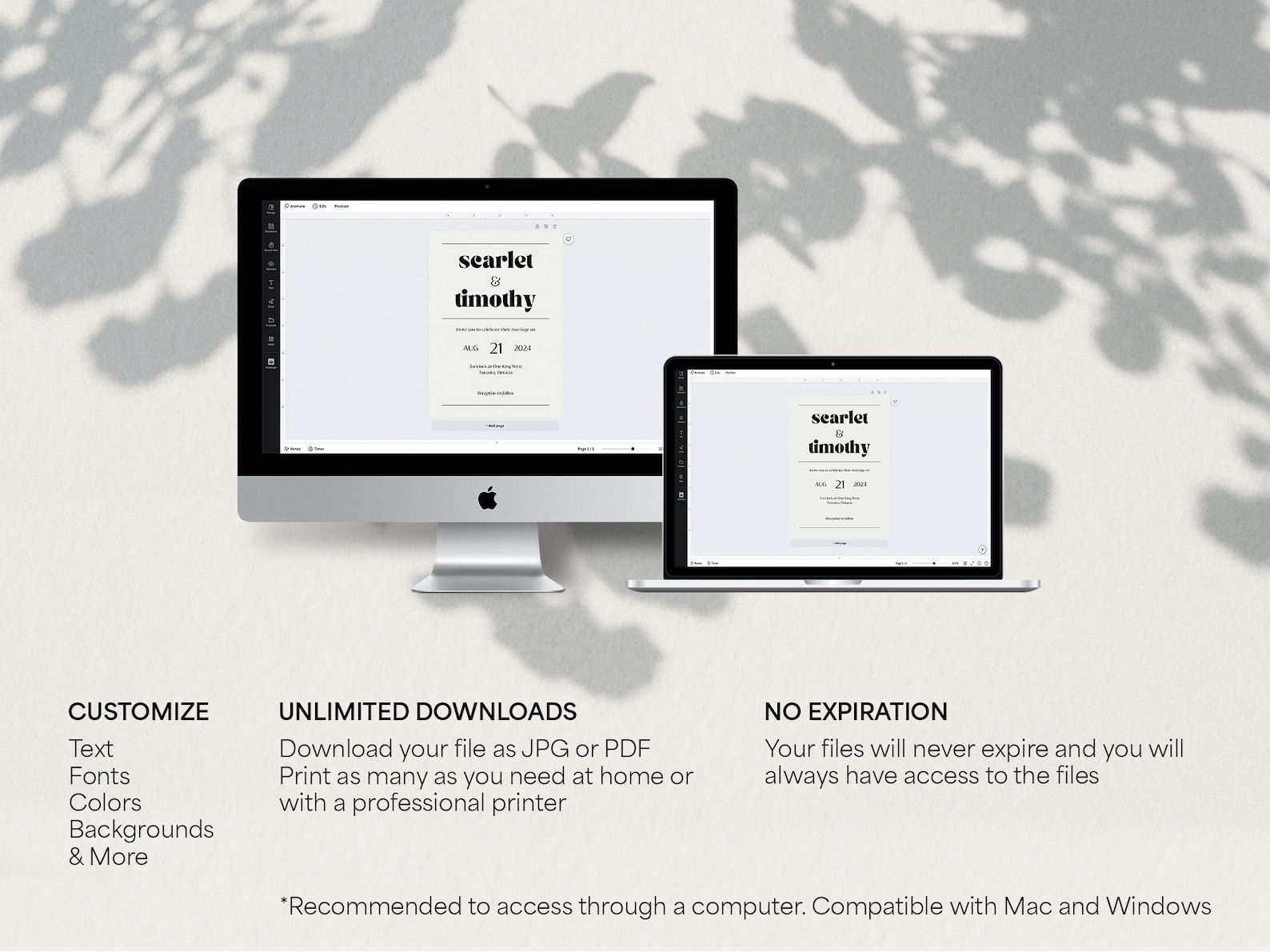 Trendy Bold Invitation Set Template With QR Code, Minimal Bold Wedding ...