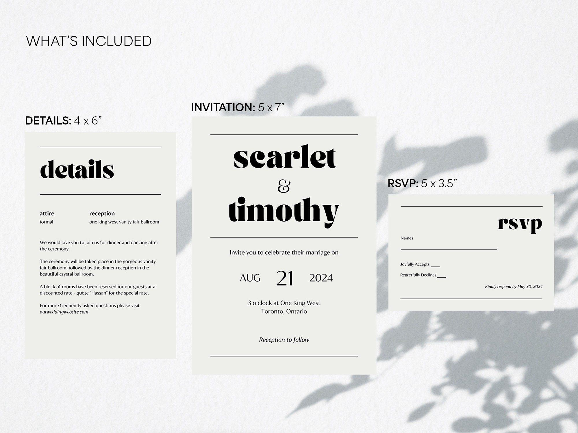 Trendy Bold Invitation Set Template With QR Code, Minimal Bold Wedding ...