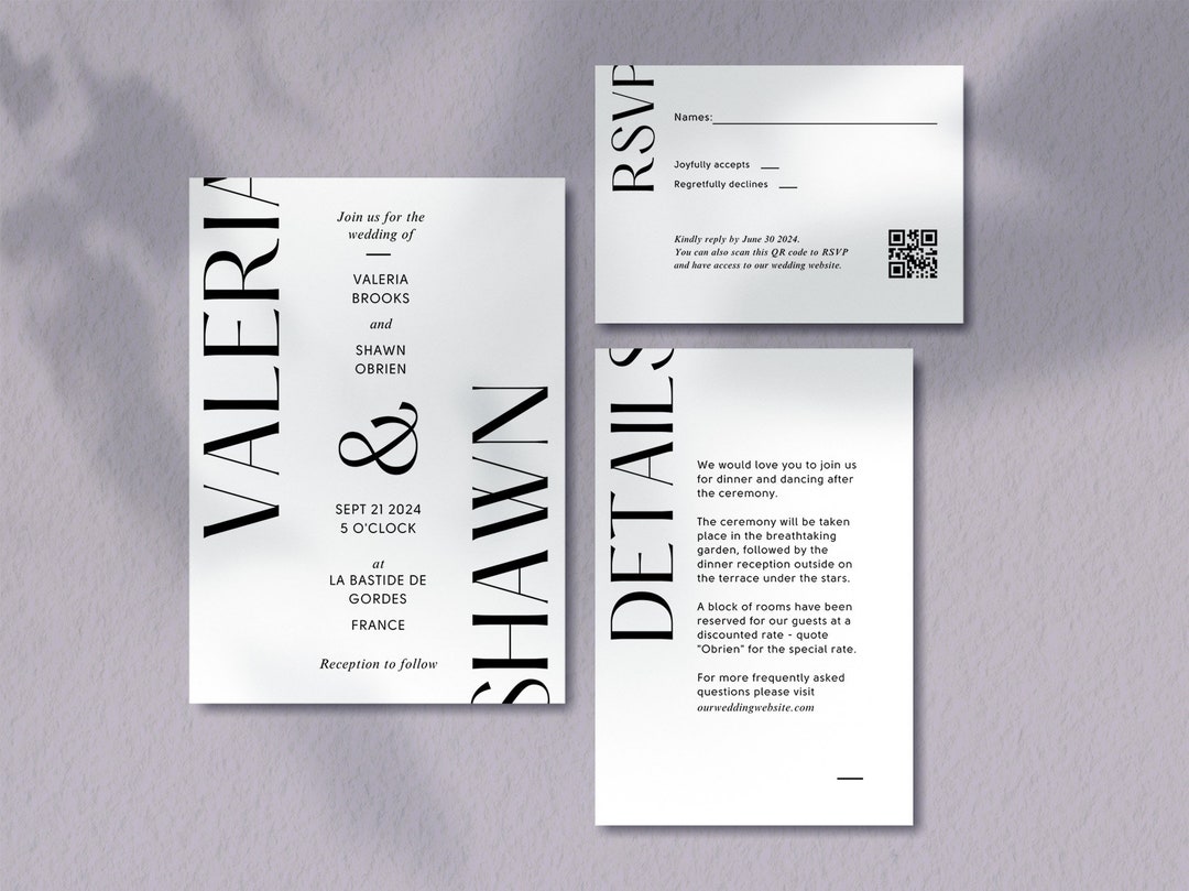 Plantilla de invitación vertical moderna con código QR, plantilla de ...