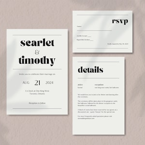 Trendy Bold Invitation Set Template With QR Code, Minimal Bold Wedding ...