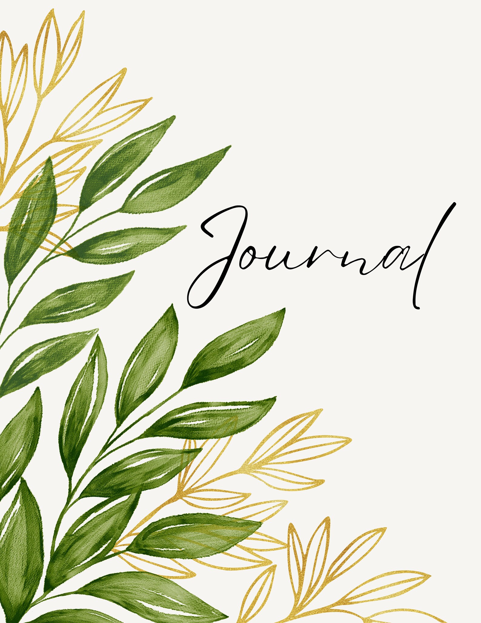 Watercolor Leaves Journal Template - Etsy
