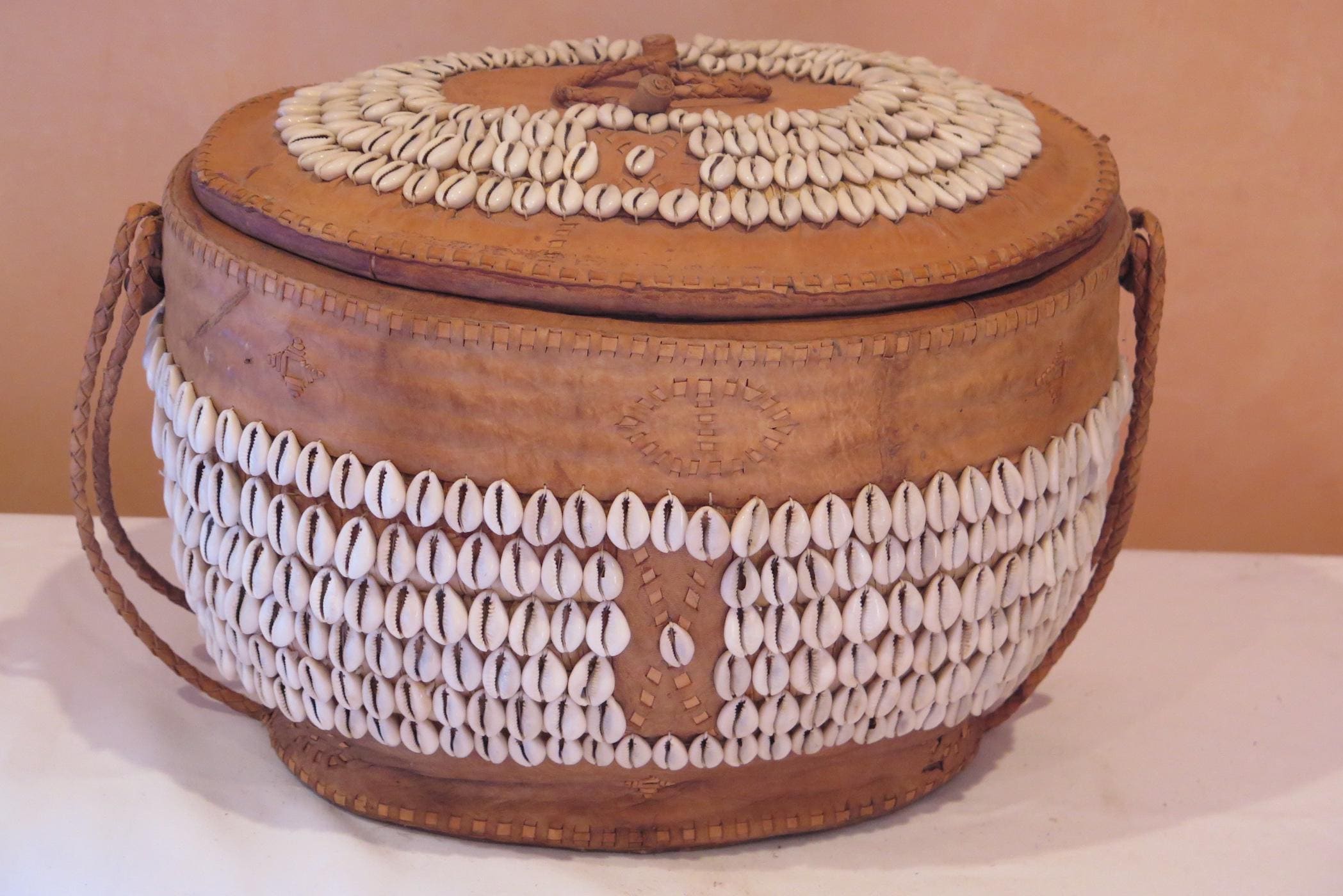 Cowrie Shell Leather Hausa Basket - Etsy
