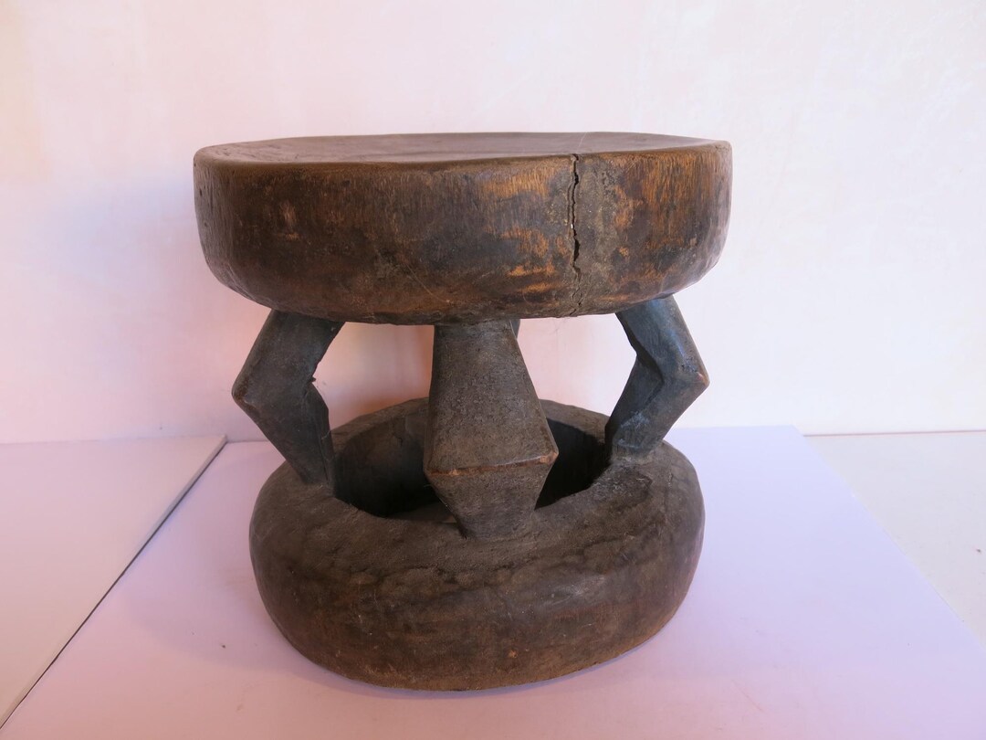Black Common Round Four Leg Dogon Stool - Etsy
