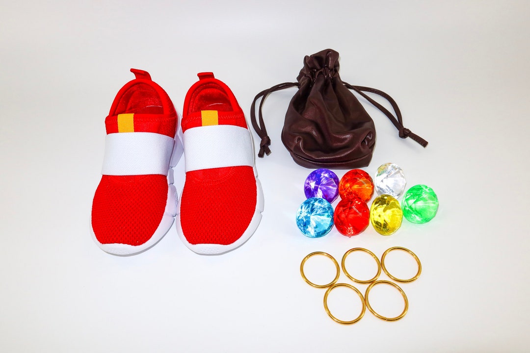 Toddler Youth Sonic Shoes With Movie Inspired Bag Gems and Gold Rings ...