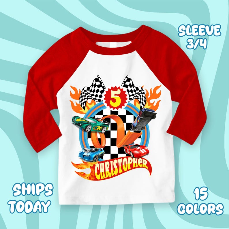 Custom Car Racing Birthday Raglan Shirt: Personalized Family Unisex Tee ...