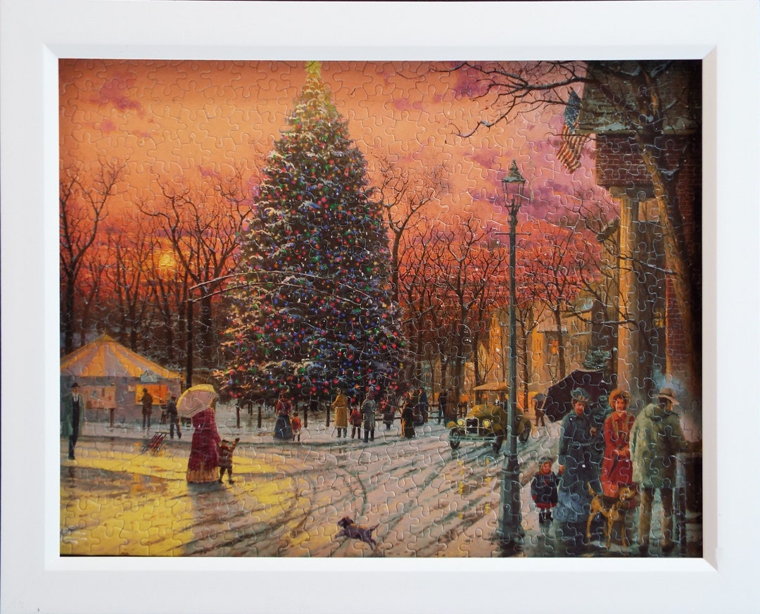 Thomas Kinkade, Holiday Town Square Framed Puzzle - Etsy