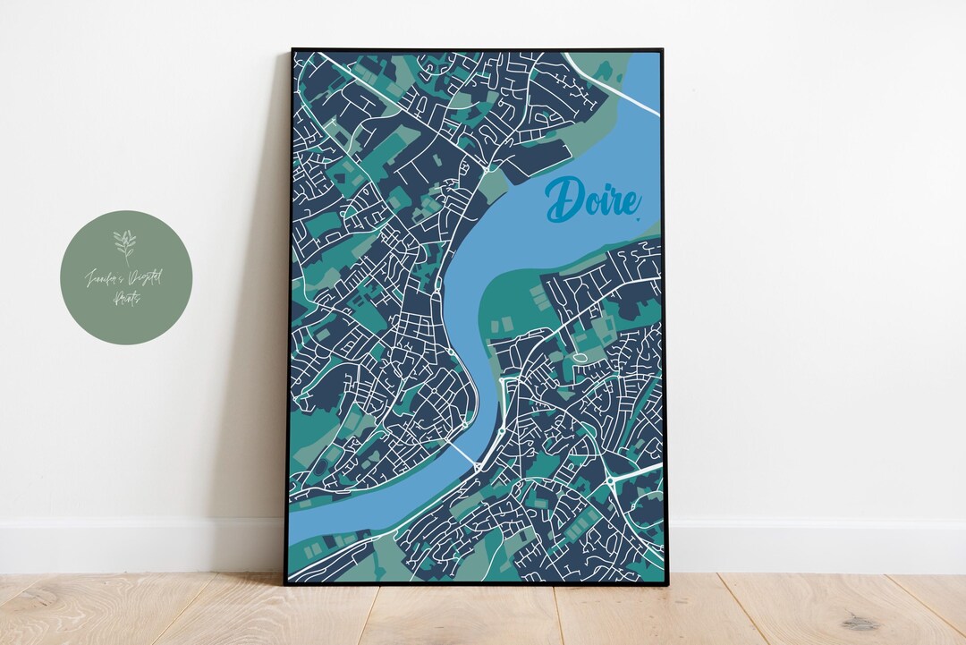 A4 Derry City / Doire, Ireland Map Digital Print. - Etsy