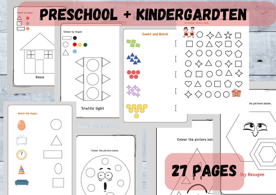 Preschool Worksheet Pre-k Worksheet kindergarten Learning 27 Pages ...