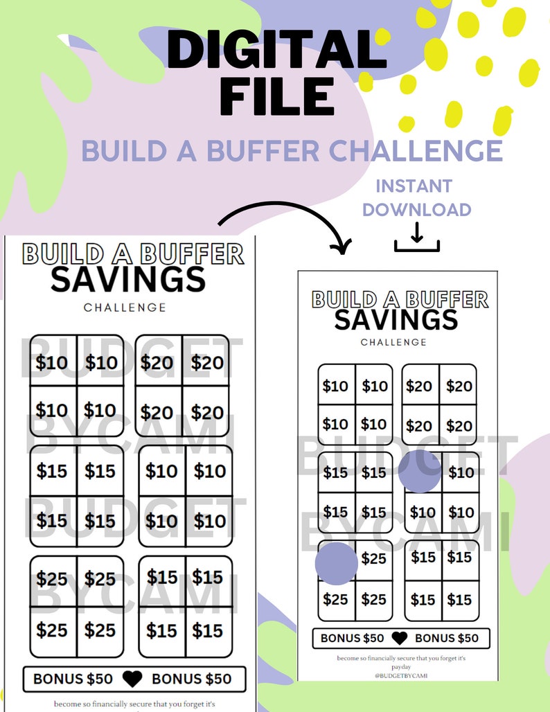 Build a Buffer Money Challenge /printable Savings Challenge / - Etsy