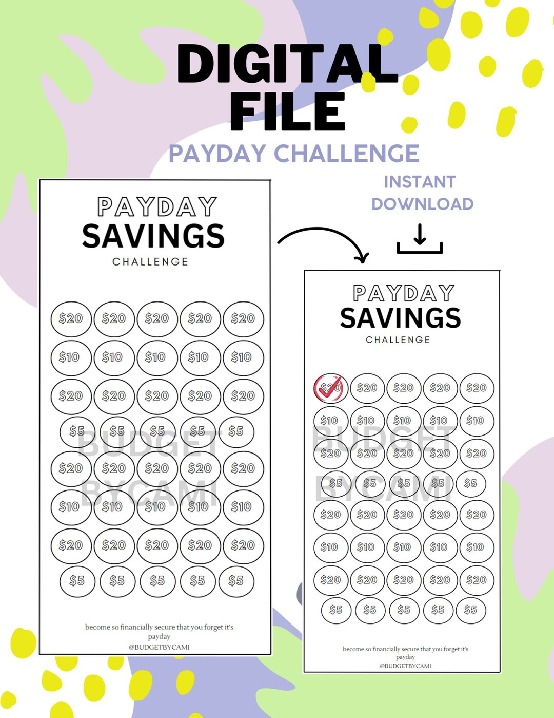 Payday Savings Challenges / Printable Savings Challenge / - Etsy