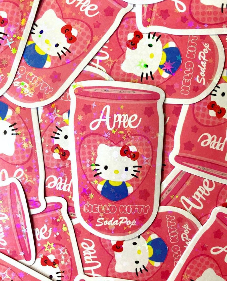 Hello Kitty Soda Pop Sticker Vinyl Holographic Stickers - Etsy