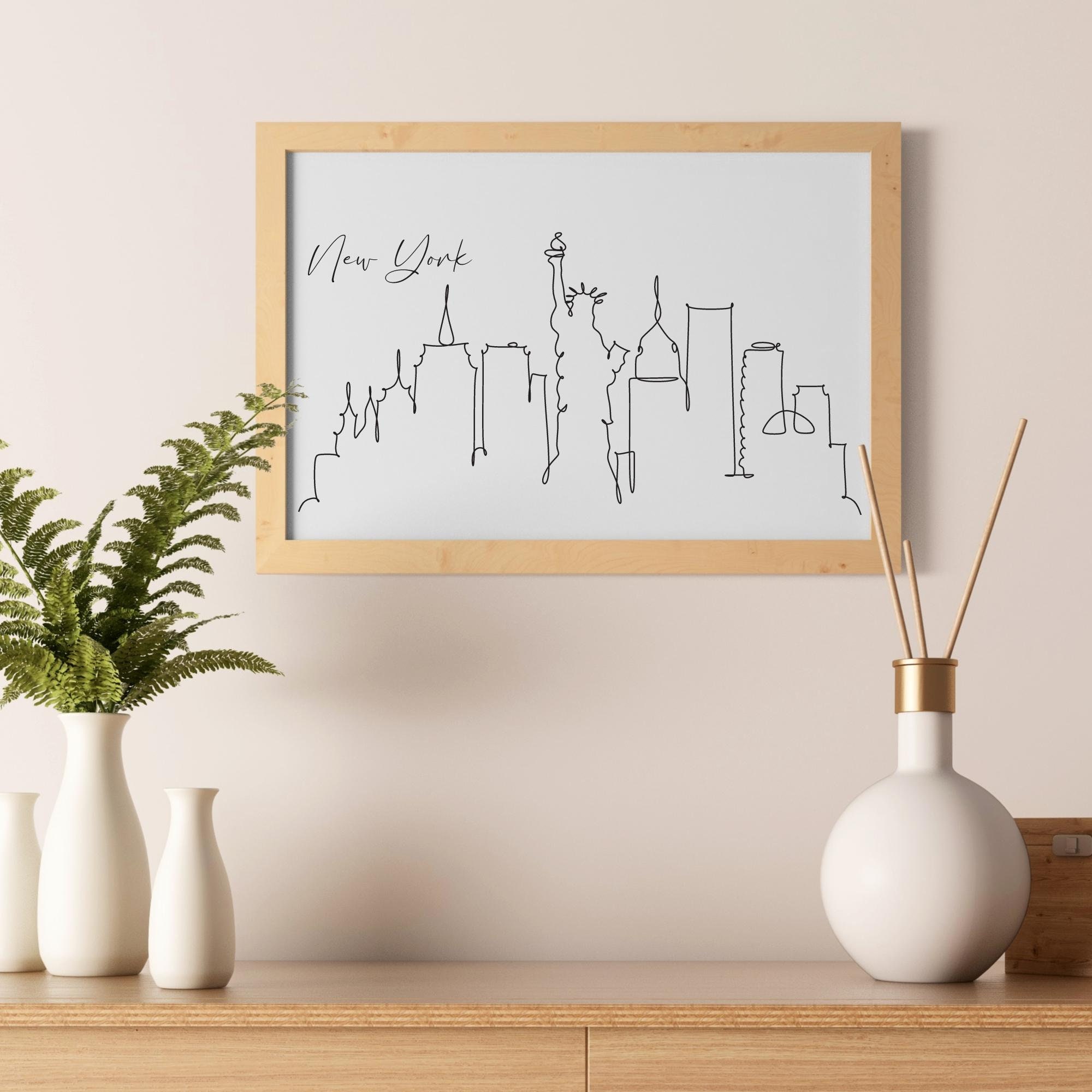 New York City Skyline, One Line Art, Skyline Print, Minimalist, New ...