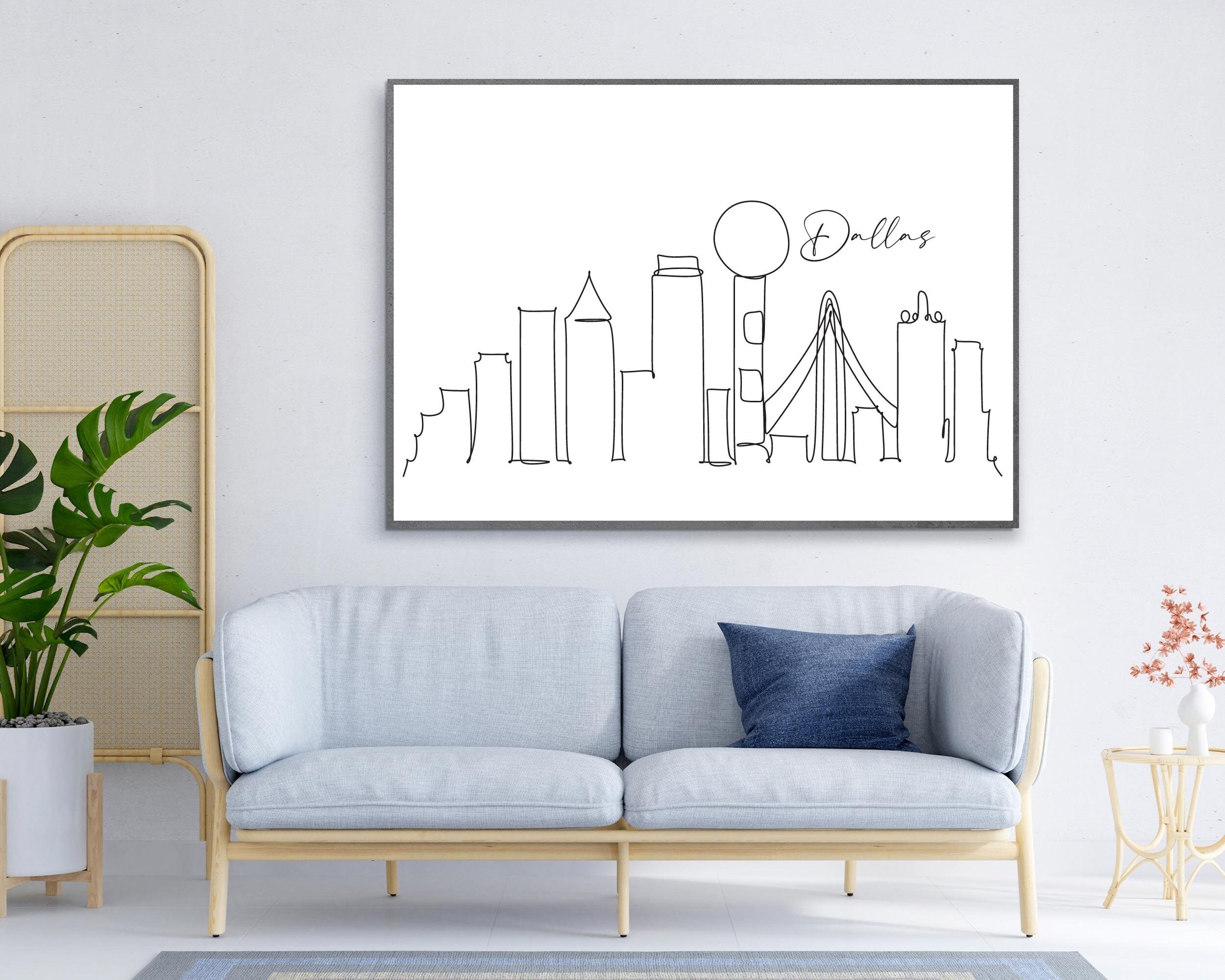 Dallas Skyline Art, One Line Dallas, Skyline Print, Minimalist, Dallas ...