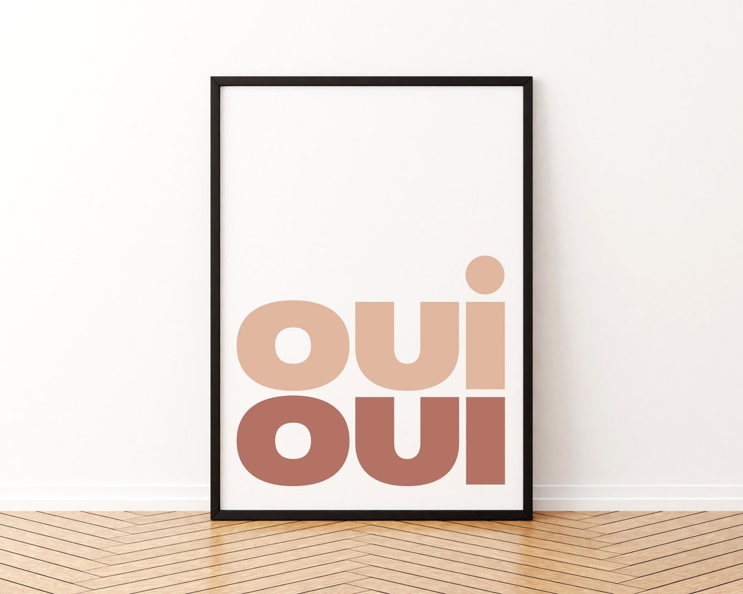 Oui Oui French Quote Print: Salmon Blush Typography (digital Download ...