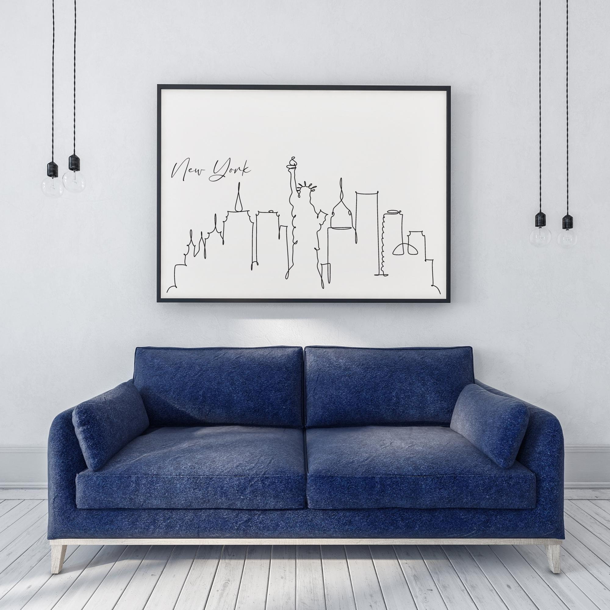 New York City Skyline, One Line Art, Skyline Print, Minimalist, New ...