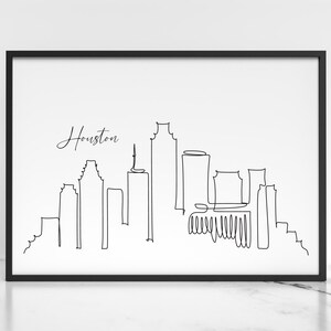 Houston City Skyline, One Line Art, Skyline Print, Minimalist, Seattle ...