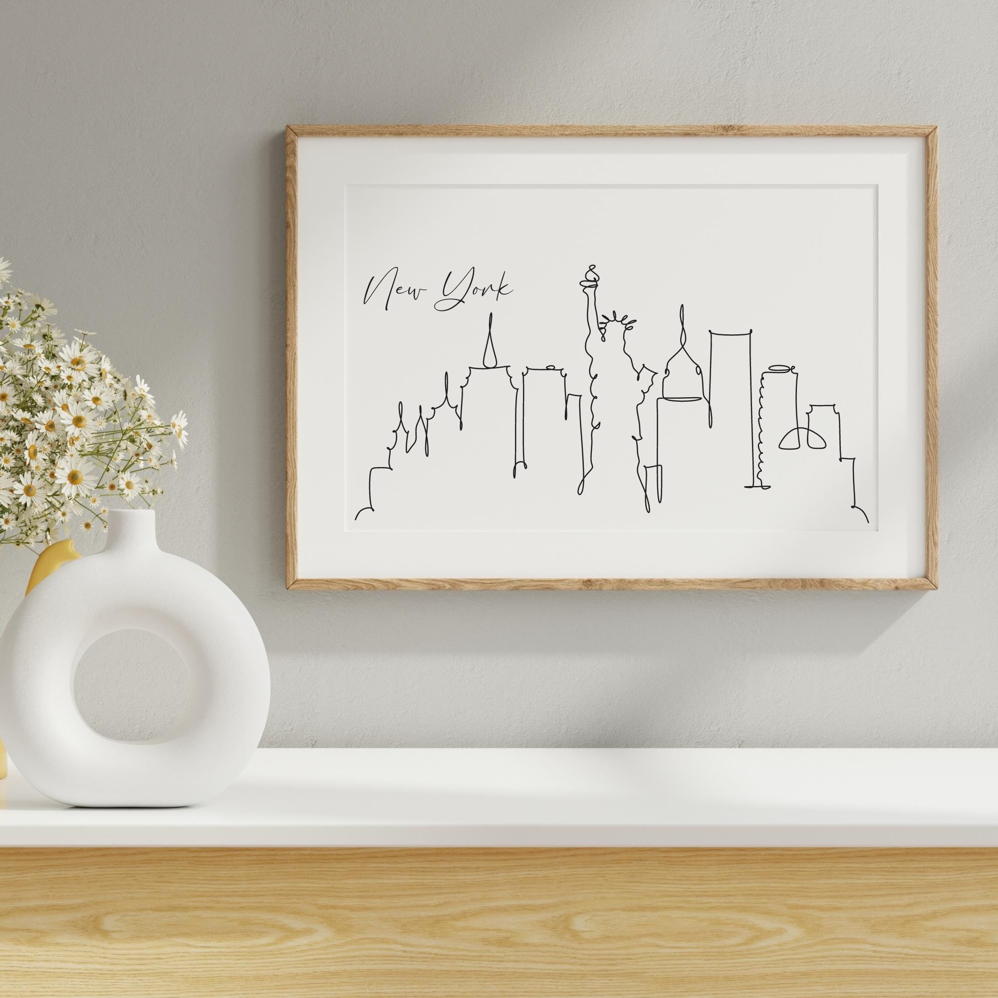 New York City Skyline, One Line Art, Skyline Print, Minimalist, New ...