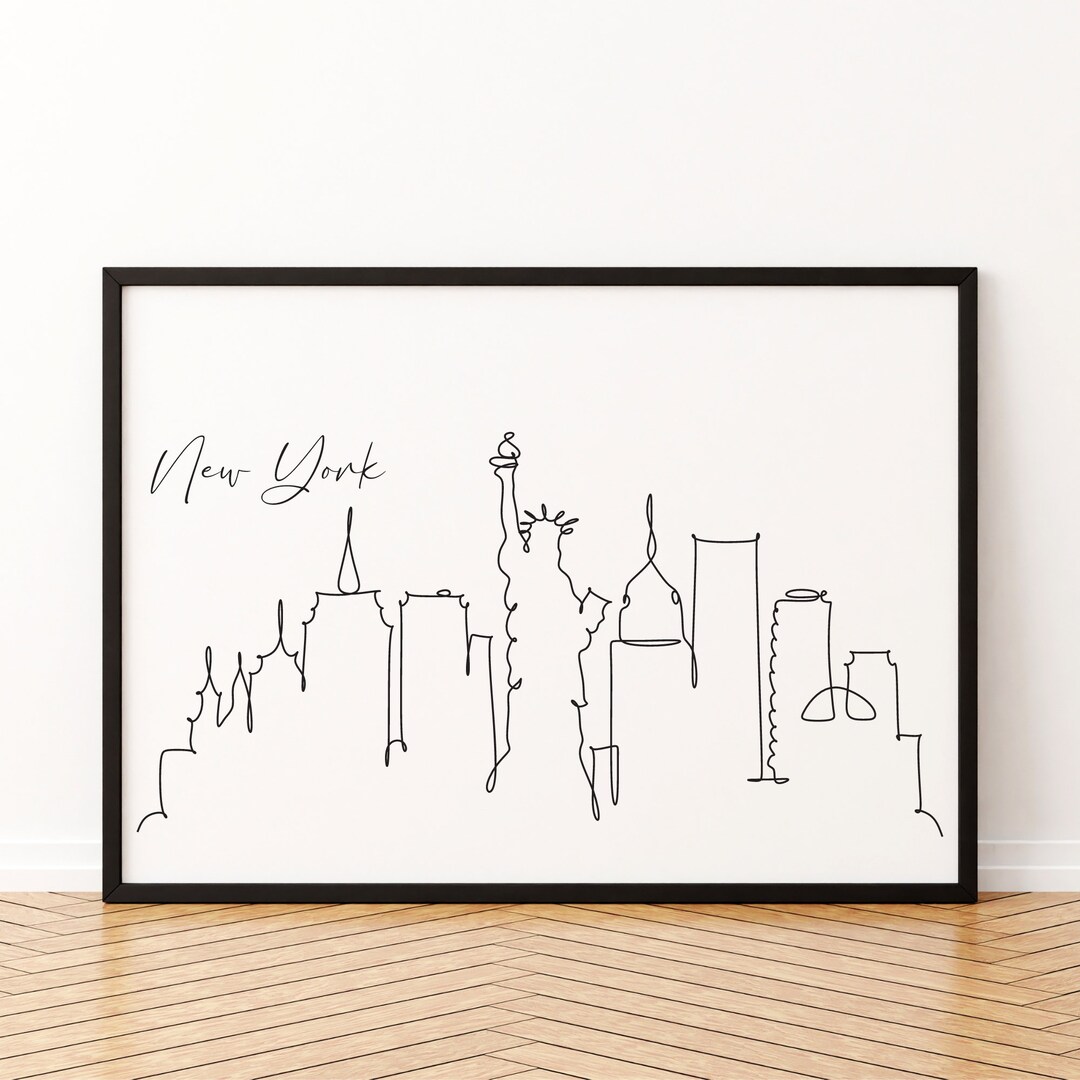 New York City Skyline, One Line Art, Skyline Print, Minimalist, New ...